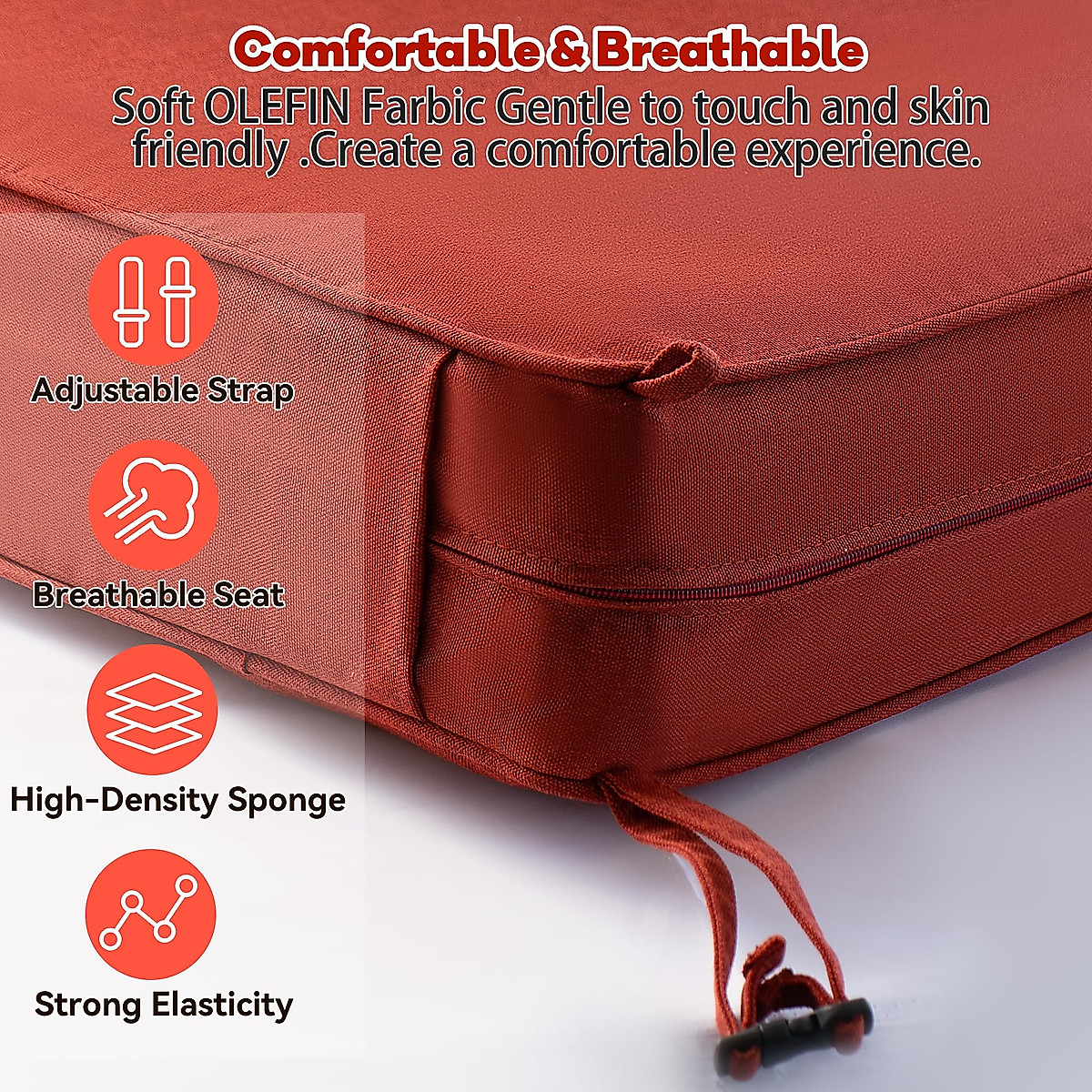 24x24 Outdoor Cushions,Outdoor Deep Seat Cushion Set,Olefin Fabric Patio Furniture Cushions,Deep Seat Bottom and Back Cushion for Chair,Sofa, and Couch,Ruby Red (Set of 2 Seats,2 Backs,2 Pillows)