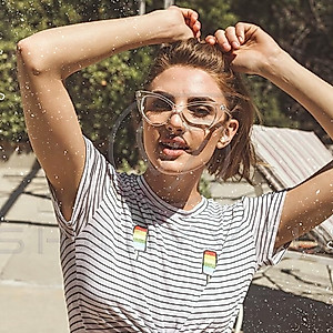 ShadyVEU Super Cat Eye Vintage Inspired Fashion Mod Clear Lens Sunglasses (Black Frame, Clear Lens)