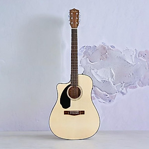Fender CD-60SCE Dreadnought Cutaway Acoustic Electric Guitar, with 2-Year Warranty, Fishman Pickup and Preamp System, Natural, Left-Handed