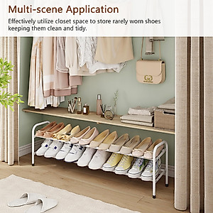 Gewudraw 2-Tier Shoe Rack Expandable, Width Adjustable Shoe Shelf Storage Organizer, 41.53'' Metal Standing Shoe Rack for Bedroom Entryway Closet, Holds up to 12 Pairs Shoes, White