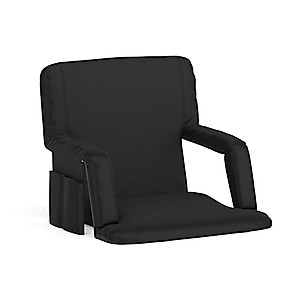 Flash Furniture Malta Portable Stadium Seat for Bleachers or Benches, Padded Stadium Chair with Backpack Straps and Storage, 265 lb. Weight Capacity, Black