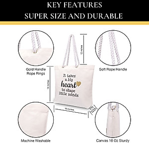 MARKHA Teacher Appreciation Gifts - Best Teacher Gifts for Women, Cool Gifts for Teachers Women - Sturdy, Durable and Washable Teachers Tote with Soft Rope Handle