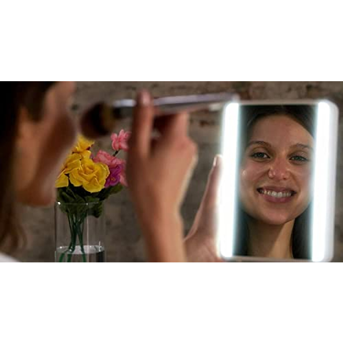 iHome Portable Vanity Mirror with Bluetooth Audio, LED Lighting, and Includes a Micro Fiber Cleaning Cloth