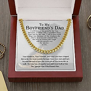 To My Boyfriends Dad Father Gift, Cuban link Chain, Necklace, for Christmas, Birthday, Just Because, Fathers Day, Present, Stocking Stuffer TBS0574