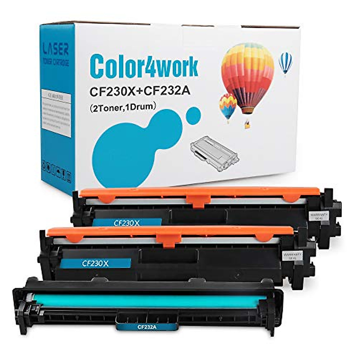 Color4work Compatible Toner and Drum Replacement for HP 32A CF232A Toner Drum 1-Pack and HP 30X CF230X Toner Cartridge 2-Pack for Laserjet Pro M203dw M203d M203dn M227fdw M227fdn Printer