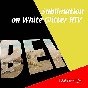 TeeArtist White Glitter HTV Iron On Heat Transfer Vinyl for T-Shirts, 12"x10" Sheets, 5 Pack, Glossy Rainbow Surface, Easy for All Craft Cutters