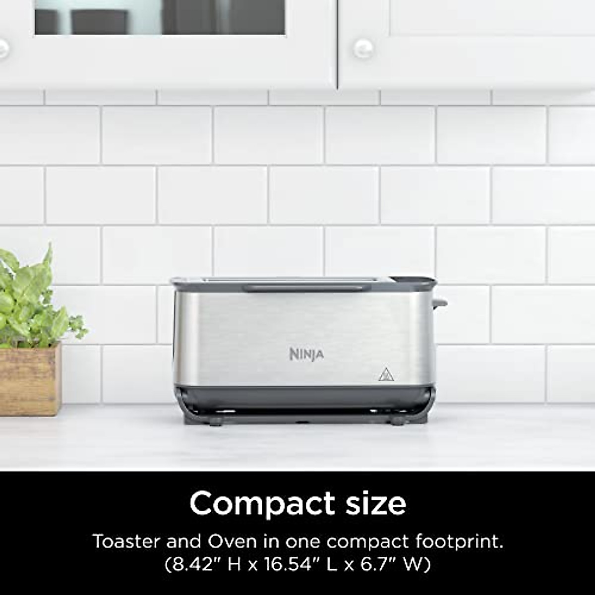 Ninja ST100 Foodi 2-in-1 Flip Toaster, 2-Slice Capacity, Compact Toaster Oven, Snack Maker, 1500 Watts, Stainless Steel