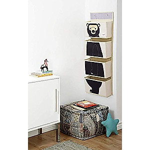3 Sprouts Over The Door Baby Organizer - Essential Newborn Nursery Storage, Stuffed Animal Holder and Toy Organizer for Room and Closet - Bathroom and Bedroom Storage Solution - Hooks Included, Bear