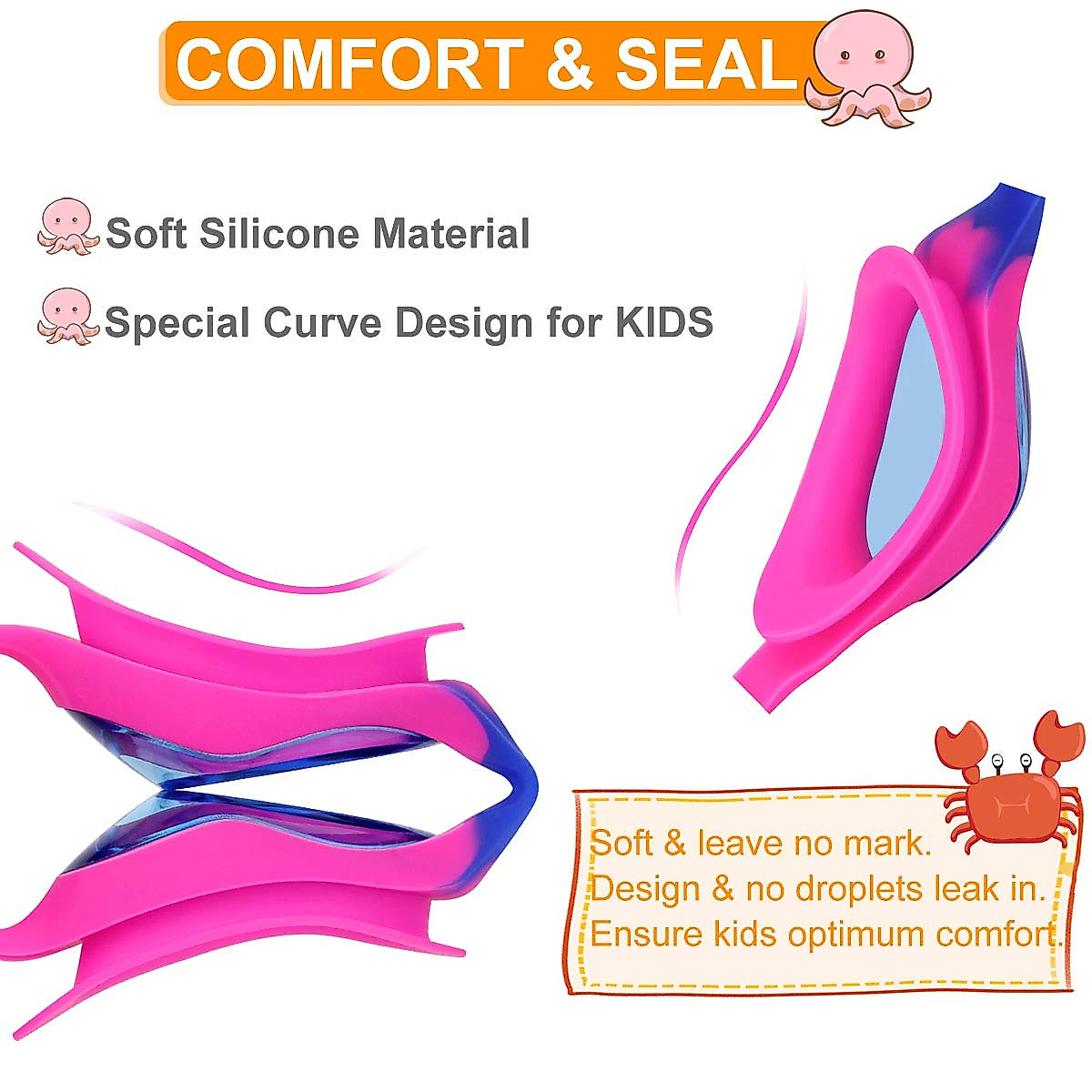 Careula Kids Swim Goggles, Swimming Goggles for Boys Girls Kid Toddlers Age 2-12