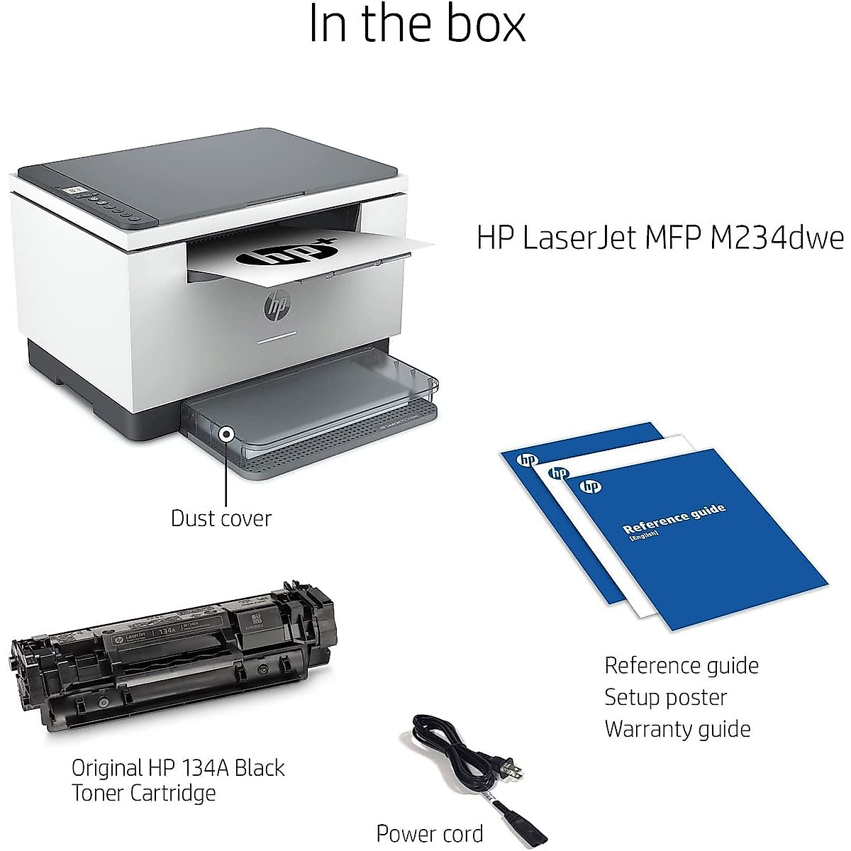 HP Laserjet MFP M234dwe All-in-One Wireless Monochrome Laser Printer, Print Scan Copy - 30 ppm, Up to 600 x 600 dpi, 8.5" x 14", Auto Duplex Printing, Bluetooth, Ethernet, Gray, Cbmou Printer_Cable