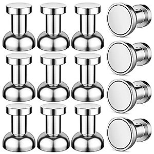 FINDMAG 12 Pack Fridge Magnets, Magnetic Push Pins, Push Pins Magnets for Whiteboard, Neodymium Magnet Pins, Magnetic Thumb Tacks, Whiteboard Magnets, Strong Magnets,Office Magnets, Magnets for Fridge