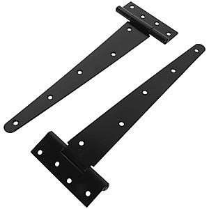 6 Pack 12 Inch T-Strap Shed Hinge Heavy Duty Black T Hinge Door Barn Gates Hinges Fence Garden Shed Door Hinges Wrougt Rustic Hardware Iron