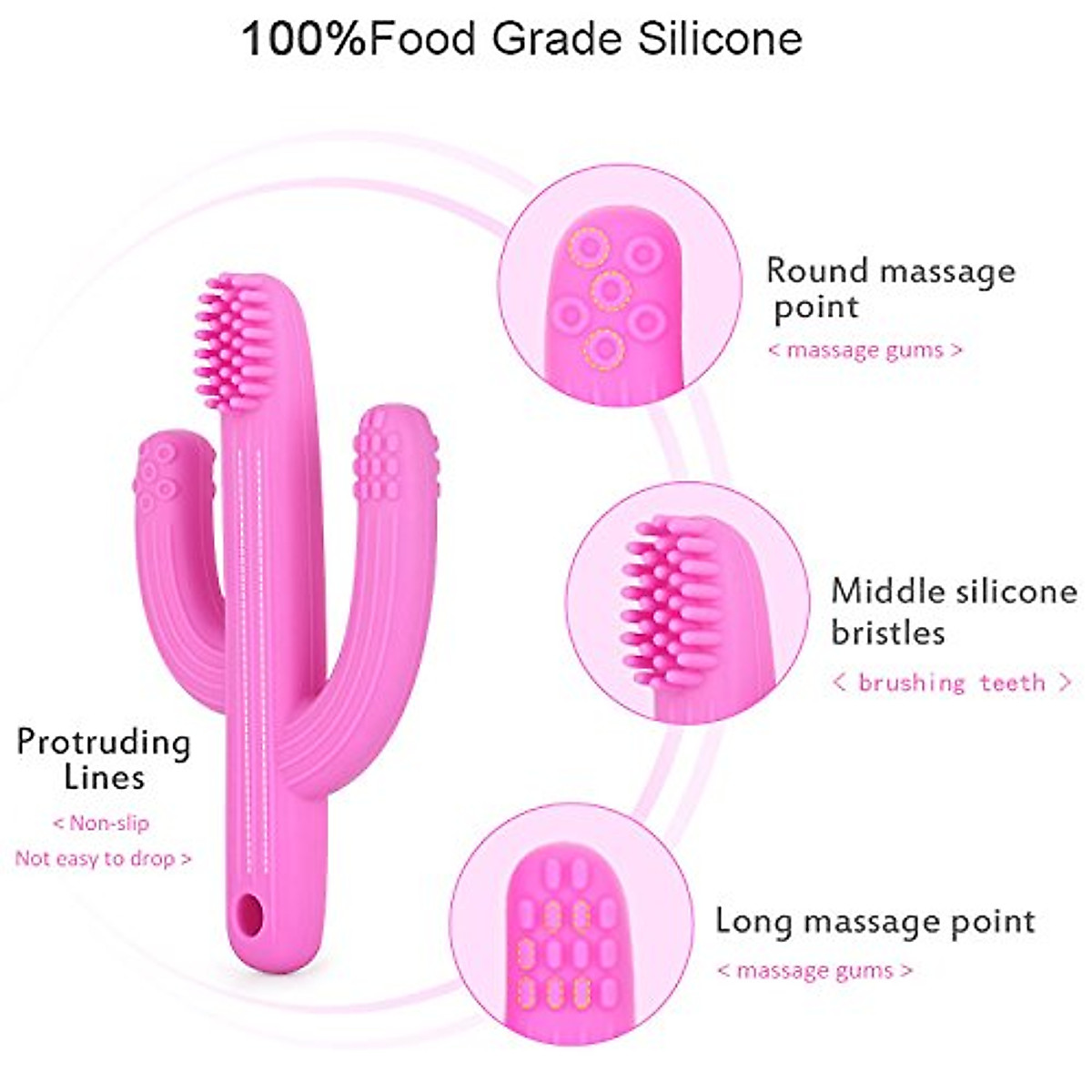 T.T.B Baby Toothbrush Teether Teething Toothbrush Toys Soft Silicone Bristles for Baby and Infant (2pcs Blue and Green)