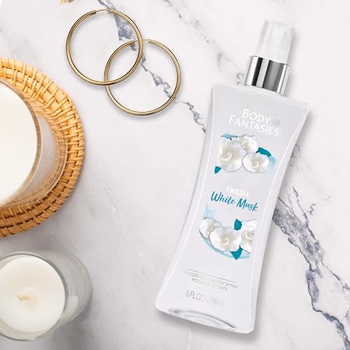 Body Fantasies Signature Fragrance Body Spray, Fresh White Musk, 8 Fluid Ounce