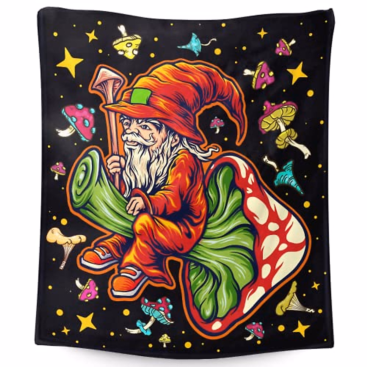 Magic Mushroom Blanket Gifts, 60"*80" Flannel Throw Blanket, Soft Warm Fuzzy Fluffy Plush Blankets for Women Men, for Sofa Couch Bed Travel Room Decor