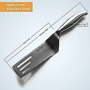 Jean-Patrique Chef's Stainless Steel Serrated Slicer and Server | Unique Serrated Design | A Perfect Cake Slicer and Server, Lasagna Cutter, Spatula, Brownie Cutter or Pizza Lifter | from