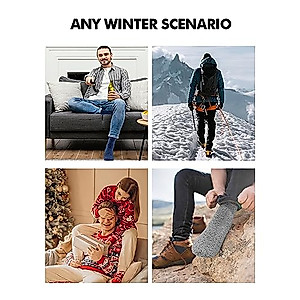 UUMIAER 5 Pairs Wool Socks Mens, Thermal Hiking Socks Thick Warm Winter Socks Soft Crew Socks (US Size 7-13)