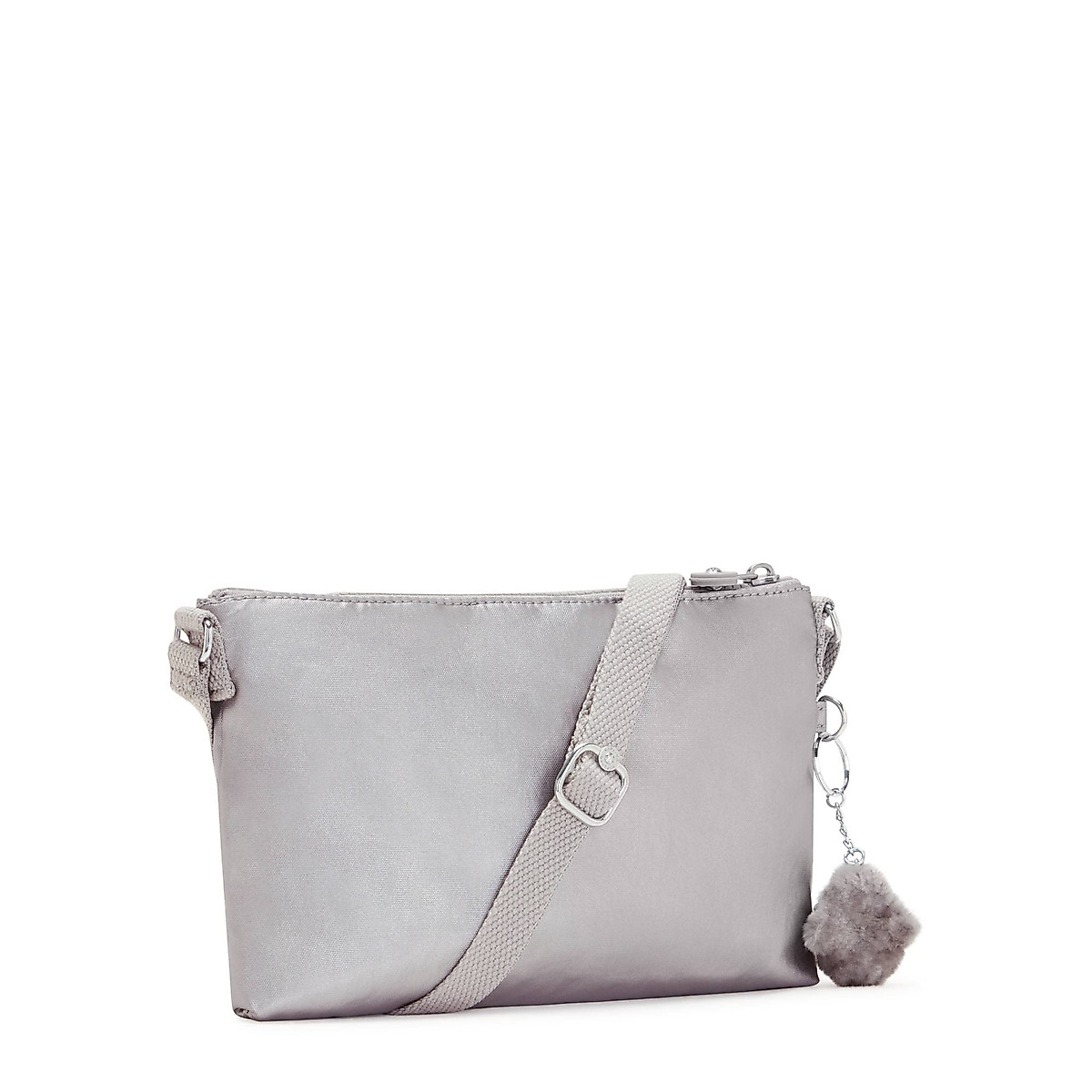 Kipling Mikaela Metallic Crossbody Bag Smooth Silver Metallic