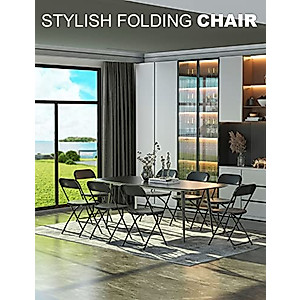 Nazhura Foldable Folding Chairs Plastic Outdoor/Indoor 650LB Weight Limit (Black, 8 Pack)