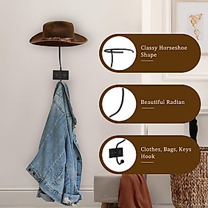 QUUREN Cowboy Hat Rack for Wall 4 Pack Rustic Metal Cowboy Hat Holder Cast Iron Cowboy Hat Hanger Western Horseshoe Hooks for Storage and Display at Closet Bedroom Living Room for Hats Coats Keys