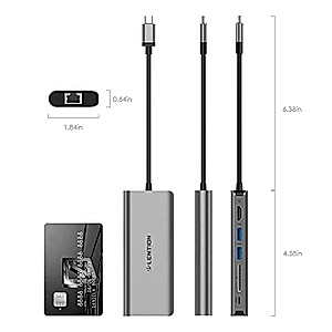 LENTION USB C Hub with 4K HDMI, SD Card Reader, 2 USB 3.0, Type C Charging & Ethernet Compatible 2023-2016 MacBook Pro, New Mac Air/Surface/Steam Deck, More, Stable Driver Adapter (CB-C68, Space Gray)
