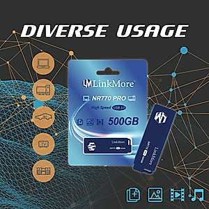 LinkMore NR770 500GB USB 3.2 Gen2 Flash Drive, Read Speed up to 1000MB/s, Write Speed up to 800MB/s, Thumb Drive