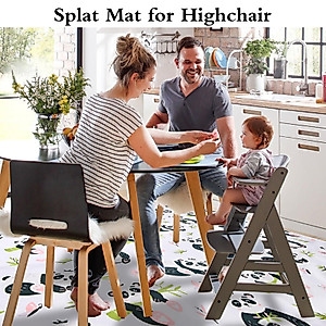 ChicMoments 59'' Huge Toddlers' Highchair Splat Mat, Panda Non-Slip Baby Place Mat, Kids' Leakproof Splash Spill Floor Mat with 2 Rolls Bamboo Clean Cloth (59 * 59‘’/150 * 150cm, Panda)