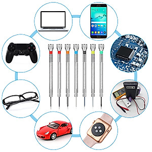 13 Pieces Micro Precision Watch Screwdriver Set Small Screwdriver Kit 0.6-2 mm with 13 Extra Replace Blades Watch Flathead Repair Link Tool for Watch Eyeglasses Jewelry Work Electronics Repair