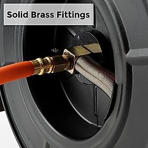 Giraffe Tools TA15 Retractable Air Compressor Hose Reel Swivel 3/8" x 50 ft Hybrid Hose, Ceiling/Wall Mounted Heavy Duty Industrial Commercial Reel, 300PSI, 50ft, Tangelo