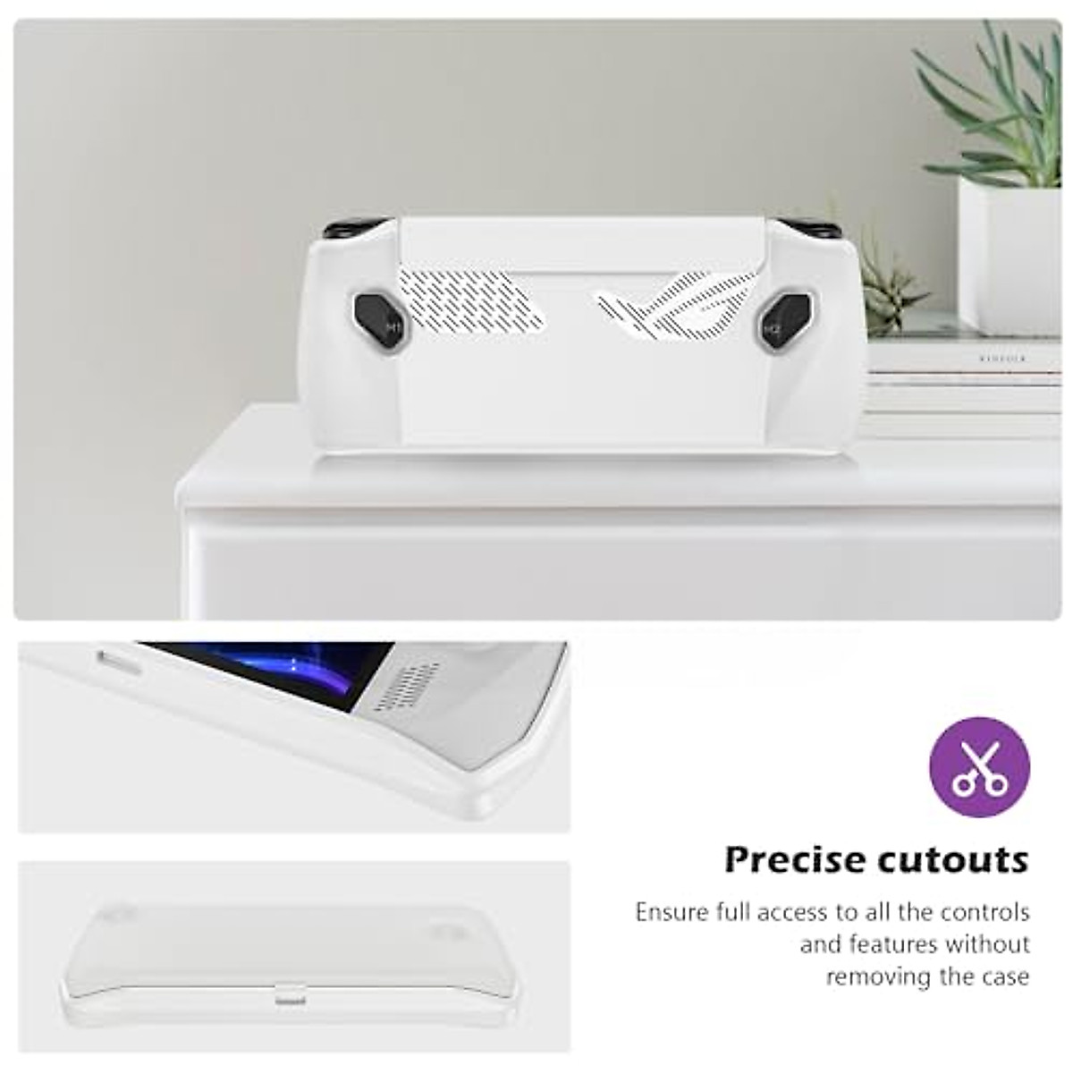 ProCase Upgraded Flip Case for ASUS ROG Ally Gaming Handheld 7 inch 2023, Protective Cover with Magnetic Removable Front Cover, Rog Ally Accessories Non-Slip Full Protection Grip Case -White