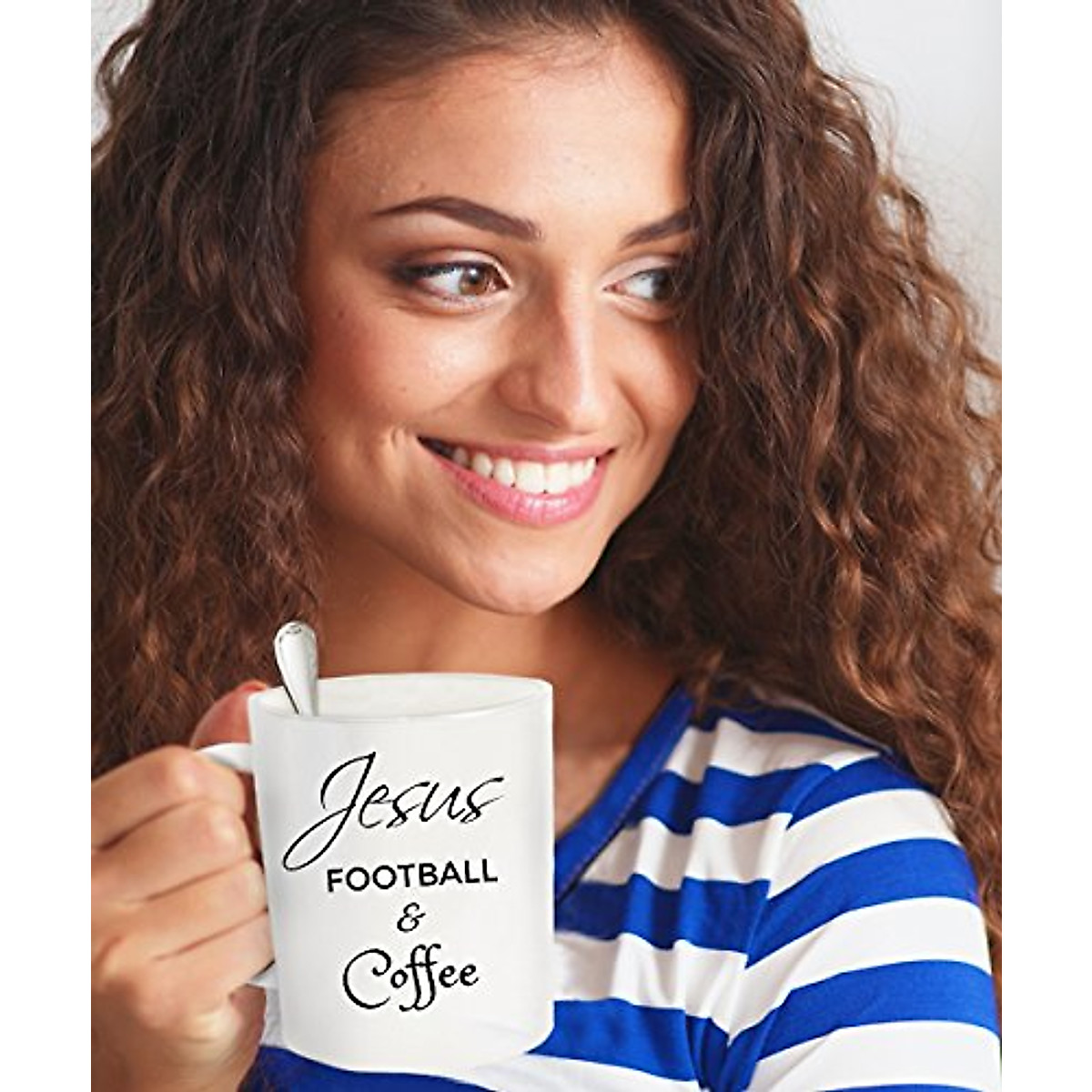 Jesus Football and Coffee Mug - Christian Present for Women, Men, Mom, Dad, Son, Daughter, Husband, Wife, Him, Her - Stocking Stuffer Birthday Present - Inexpensive Gift for Coworkers