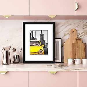 Emeyart 9x12 Picture Frame Pictures Display 6x8 with Mat or 9 x 12 Photos without Mat Black Wooden Photo Frames, Wall Mounting or Tabletop Display