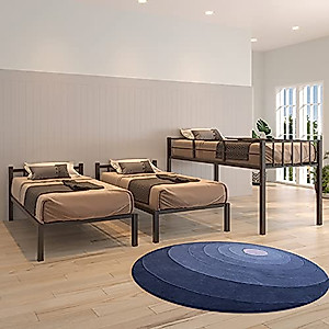 Tmosi Triple Bunk Beds, 3 Twin Bunk Beds for Kids Teens Boys Grils,Metal Heavy Duty Bunk Bed with Guardrail Ladder,Convert into 3 Twin Beds (Black)