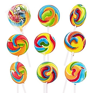 Mixed Fruit Flavor Large Rainbow Lollipops Candy Suckers | Fat/Gluten Free Fruit Allergy Friendly, No Artificial Flavors | Individually Wrapped Lollipop Sticks for Birthdays, Gender Reveal Shower, Party Favors, Bulk Pack