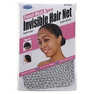 Dream Invisible Hair Net Super Large 3 Count Black (6 Pack)