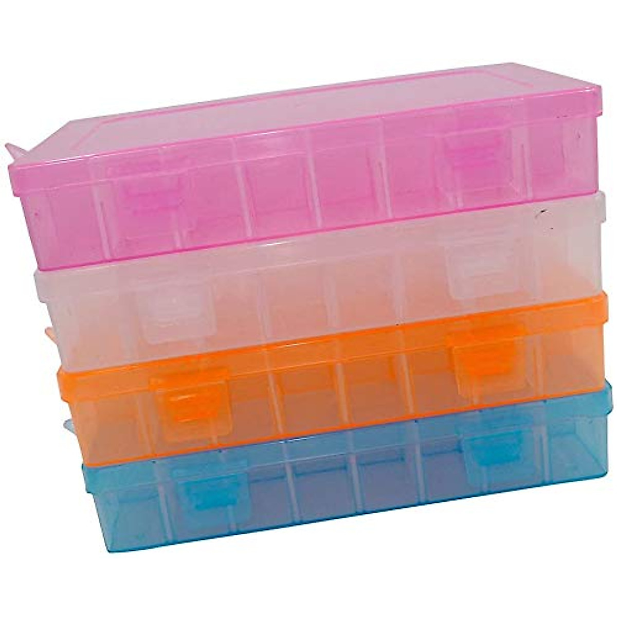 4 Pcs 10 Grids 5 Inch x 2.5 Inch Adjustable Small Removable Clear Plastic Jewelry Organizer Divider Storage Box Jewelry Earring Tool Containers (4pack(10-Grid))