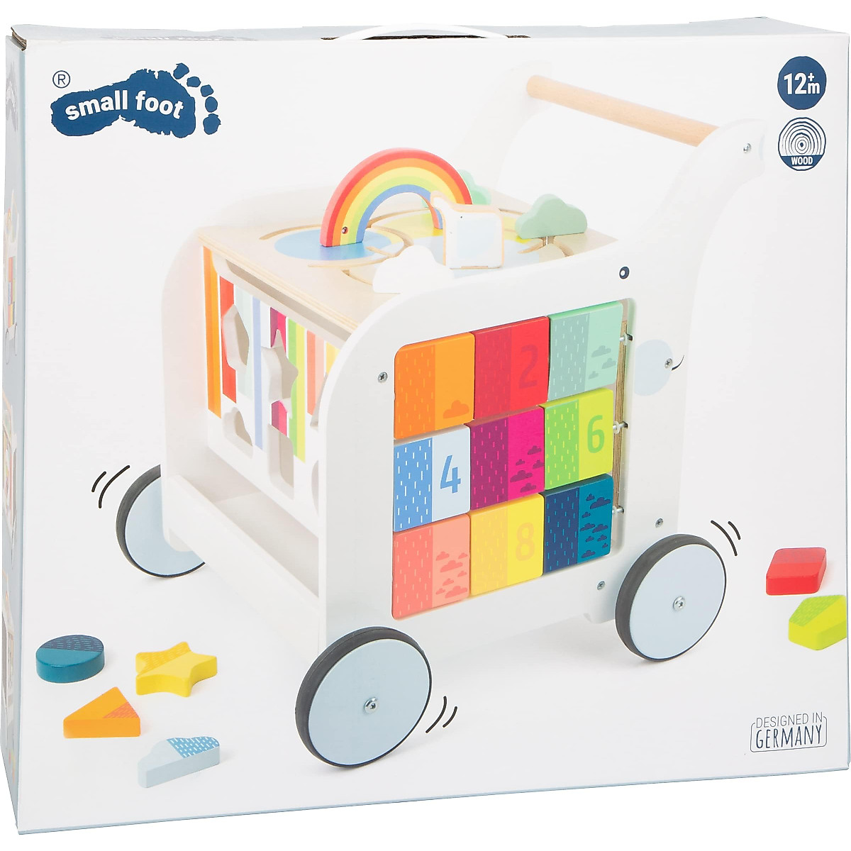 Small Foot Wooden Toys Premium Sweet Elephant Baby Walker & 5-in-1 Activity Center Designed for Toddlers 12+ Months
