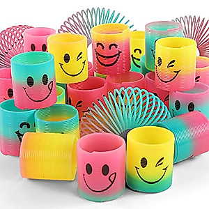 30 Pack Spring Rainbow Magic Fidget Stress Coil Mini Springs Bulk Toys For Party Favor Carnival Prize Birthday Goodie Bag Stuffers For Kids Boys Girls
