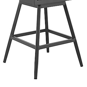 Menorca Outdoor Patio Swivel Counter Stool in Aluminum with Gray Cushions