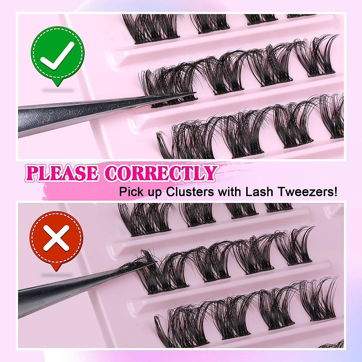 Eyelash Extension DIY Lash Clusters Wispy Individual Lashes 8-15mm Eyelash Clusters D Curl Lash Extension 72pcs DIY Cluster Eyelashes at Home by Yawamica