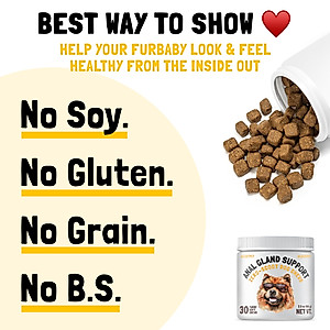 Anal Gland Relief Chews for Dogs - Fiber & Digestive Support Supplement - Soft Chews for Healthy Bowel & Gland Function - Helps Reduce Scooting - Promotes Dog Health & Comfort 30 pcs