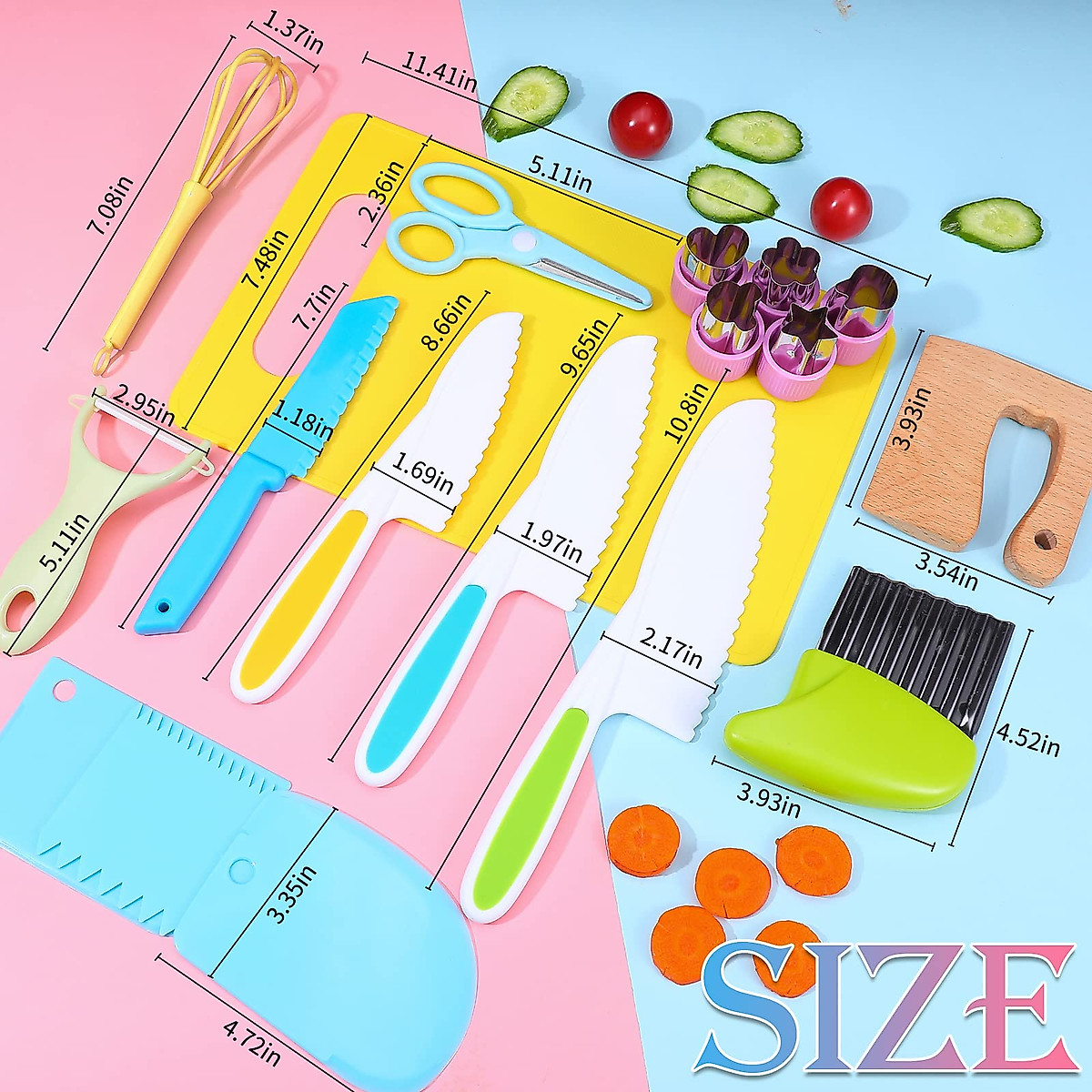 Arme 20 Pieces Wooden Kids Knife Set， Kids Safe Knifes For Cooking，Kids Kitchen Knives For Parent-Child Games&Exercise Hands-On Ability&Gifts