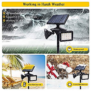 EMANER Motion Sensor Solar Light Outdoor, Dusk to Dawn Wireless Security LED Flood Light, 6000K Very Bright, Solar Powered Landscape Spotlights Waterproof for Garden/Driveway/Porch, (1-Pack)
