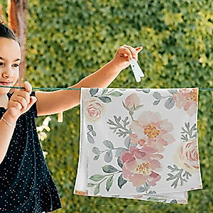 Pink Rose Hand Towels Flowers Towel Set of 2 Summer Fall 28×14 inchs Small Bath Towels Soft Guest Face Towel Bathroom Decorations Thin Kitchen Tea Dish Towels