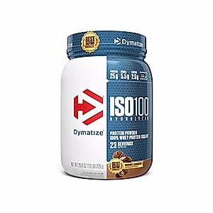 Dymatize ISO 100 Whey Protein Powder with 25g of Hydrolyzed, Chocolate, 1.6 Pound (Pack of 1), 25.6 Ounce