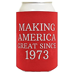 Birthday Gifts for 50th Birthday Making America Great Since 1973 50th Birthday Gag Gifts for Birthday Party 2 Pack Can Coolie Drink Coolers Coolies Red