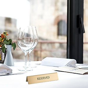 OLYCRAFT 6Pcs Reserved Table Signs Stainless Steel Table Top Reserved Sign Gold Reservation Seat Signs Reservation Table Tent Signs for Restaurant Wedding Office Meeting Party 1.5x5.9x1.3 Inch