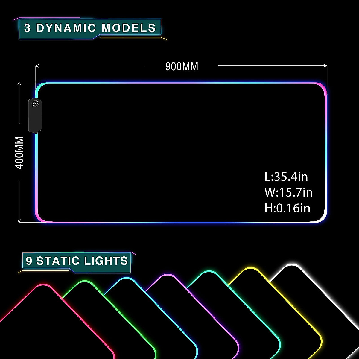 Personalized RGB LED Extended Gaming Mouse Pad Make Your Own Customized Large Gaming Mousepad Custom Keyboard Mouse Mat for Office Dorm Personalised Gifts Presents for Gaming Lovers, 35.4x15.7 in