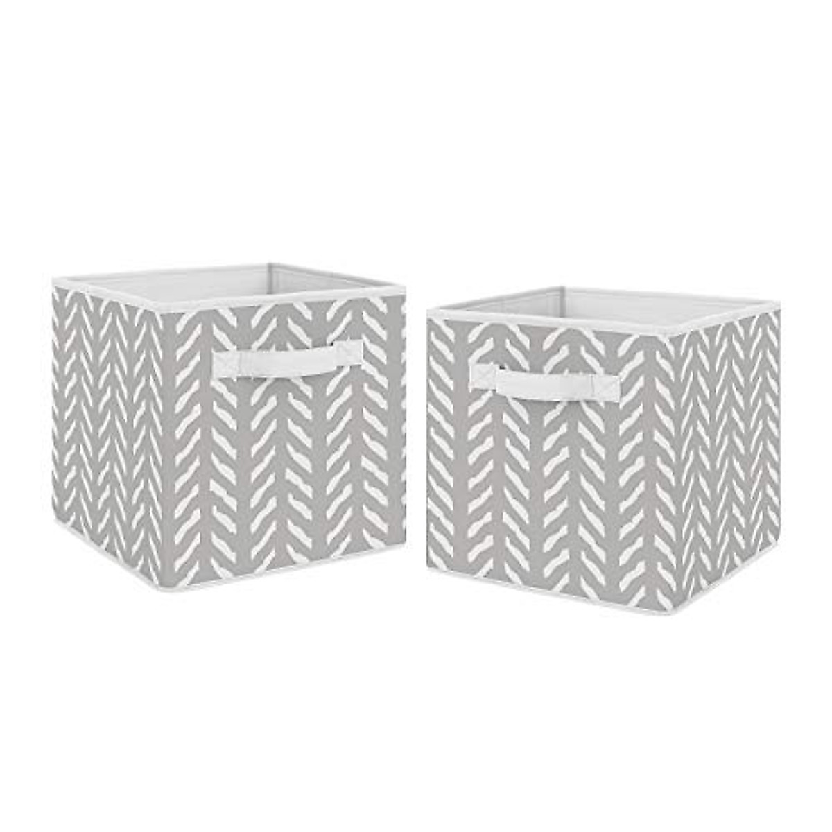 Sweet Jojo Designs Grey and White Boho Herringbone Arrow Unisex Boy or Girl Foldable Fabric Storage Cube Bins Boxes Organizer Toys Kids Baby Childrens for Gray Woodland Forest Friends Collection