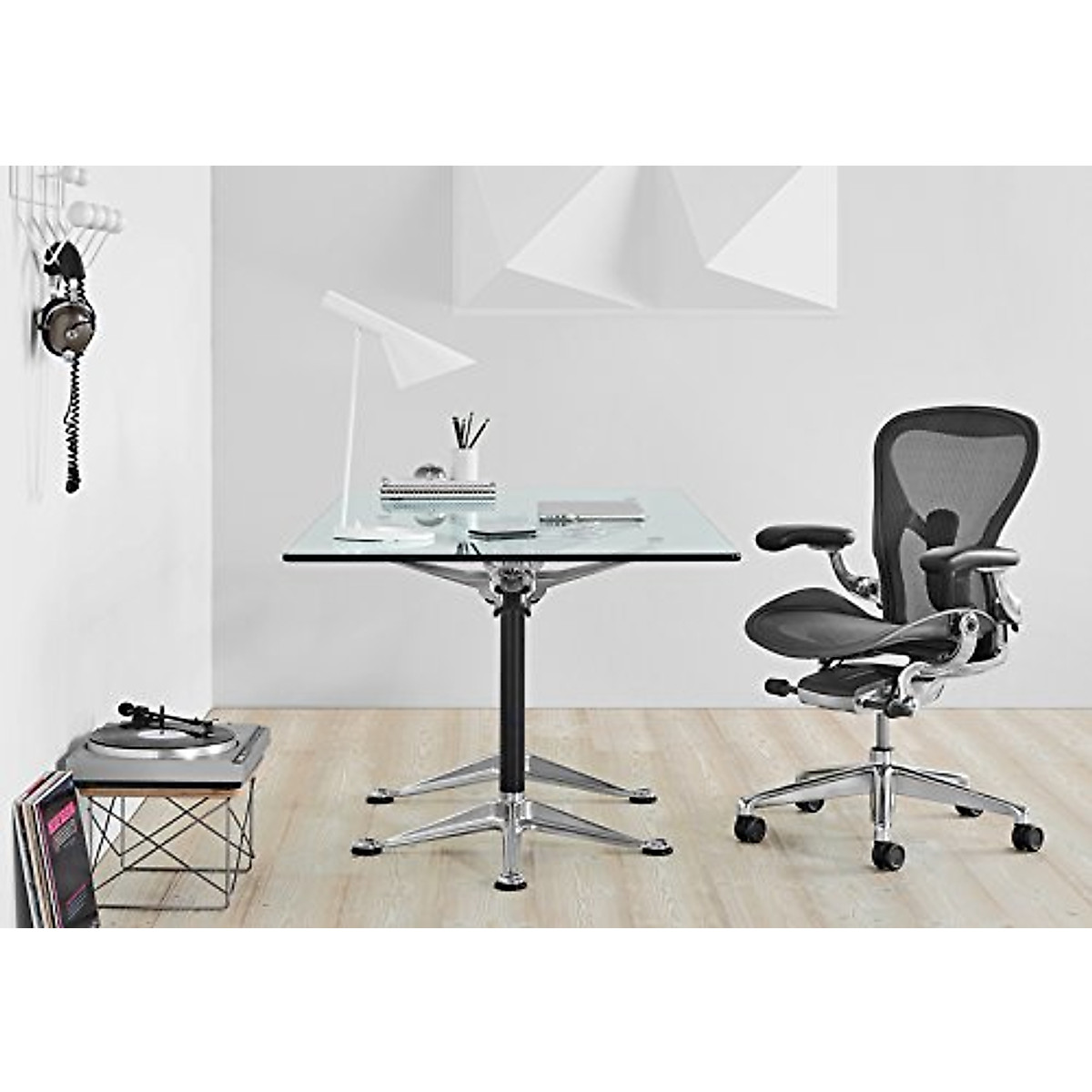 Herman Miller Aeron Ergonomic Office Chair with Tilt Limiter and Seat Angle | Adjustable PostureFit SL, Arms, and Carpet Casters | Medium Size B with Carbon Finish